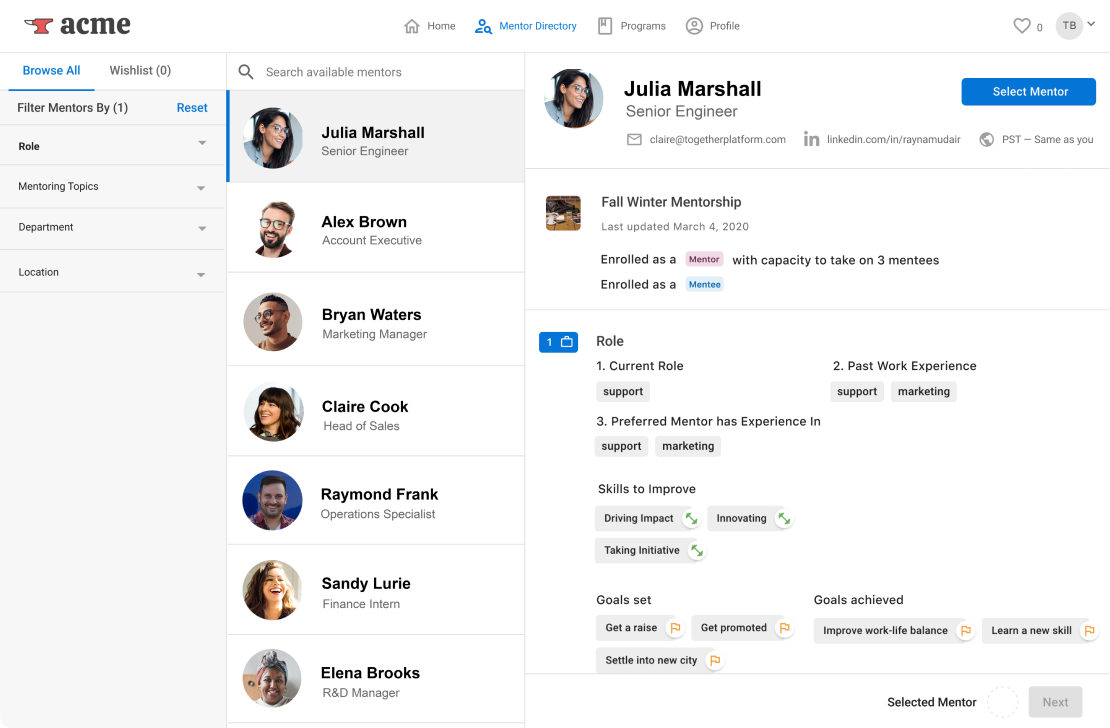 Employee Connection Platform | Together Mentoring Software